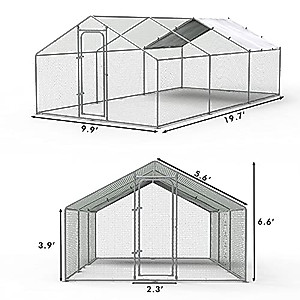LEMBERI Metal Large Chicken Coop, Spire Shape Walk-in Poultry Chicken Hen cage, Rabbits Duck Cages with Waterproof and Anti-Ultraviolet Cover for Outside,Backyard and Farm
