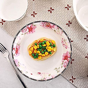 Dinner Set,28 Pieces Dinnerware Bone China Tableware Set Ceramics Flower Pattern Dinner Sets Plates Bowls Combination for Family Party