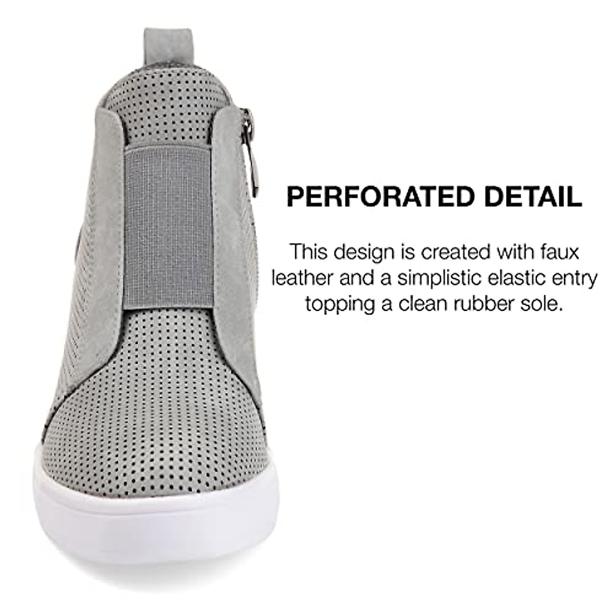 Journee Collection Womens Clara Round Toe Inside Zip Wedge Sneakers - Size: 7.5 - Grey