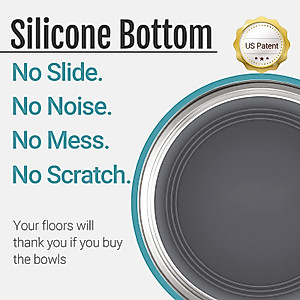 PEGGY11 Stainless Steel Metal Cat Bowls, Nonslip Rubber Bottom, Dishwasher Safe, Easy to Clean - 2 Pack, Each Holds 2 US Cup