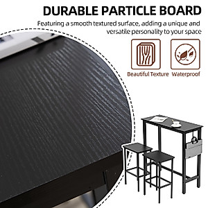 Finnhomy Bar Table Set, 39.3" Pub Table High Top Table, Rectangular Bar Height Table, Bar Table with Stools, Kitchen Table Set for 2, Industrial Breakfast for Kitchen, Living Room, Rustic Black