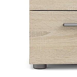 Tvilum, 2 Drawer Nightstand for Bedroom, Modern Silver Drawer Handles, Contemporary, Oak