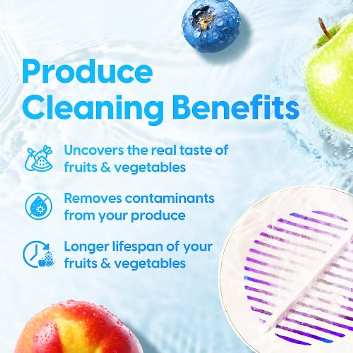 AquaPure Fruit and Vegetable Washing Machine, Kitchen Gadget, Cleans Fresh Produce Purifier, Waterproof and Easy-to-Clean Fruit and Vegetable Cleaner, USB-Rechargeable Produce Purifier 3.94 x 1.97 in