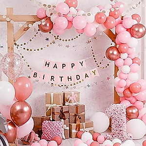 RUBFAC Pastel Pink Balloons, 70pcs 5 Inch Light Pink Balloons and Ribbon, Thick Latex Balloons for Valentine's Day Birthday Wedding Baby Shower Graduation Anniversary Party Decorations