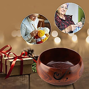 Wooden Yarn Bowl Natural Handmade Crafted for Knitting Crochet Home Decor- Ideal Gifting (6.7x6.7x3.1in)