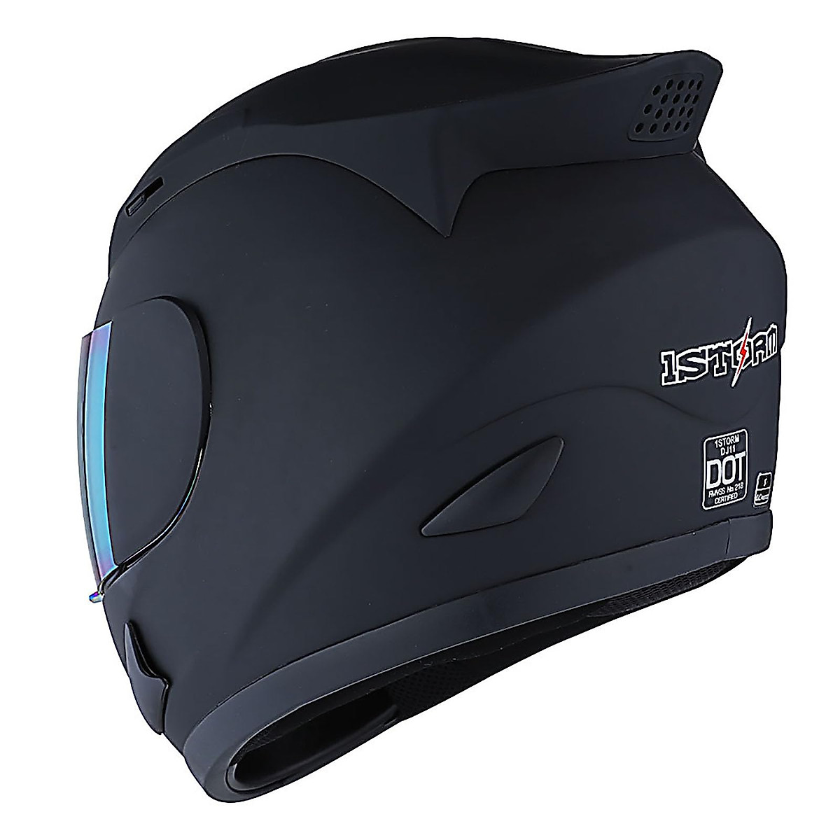 1Storm Motorcycle Bike Full Face Helmet Mechanic Skull: HJDJ11 Matt Black