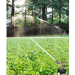 YAMATIC Impact Sprinkler on Adjustable Tripod Base, 360 Degree Large Area, Heavy Duty Adjustable Pulsator Sprinkler for Lawn, Yard and Grass Irrigation, Spray up to 20-90ft(Brass Head)