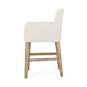 Christopher Knight Home Armga Upholstered 26 inch Counter Stool - Beige/Weathered Brown