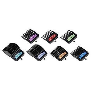 Andis 33655 Premium Clip Animal Comb Set – Built with Plastic, Includes 7 Color Coded Combs of Different Sizes, Metal Clip to Attach Comb - Fits Ultra Edge & Ceramic Edge Blades, Multicolor