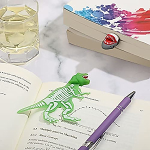 2 Pieces Luminous Bookmark Giant Shark Bookmark Cool 3D Bookmarks 3D Cartoon Animal Bookmark for Kids Boys Girls Men Women, School Supplies (Dinosaur and Shark Style)
