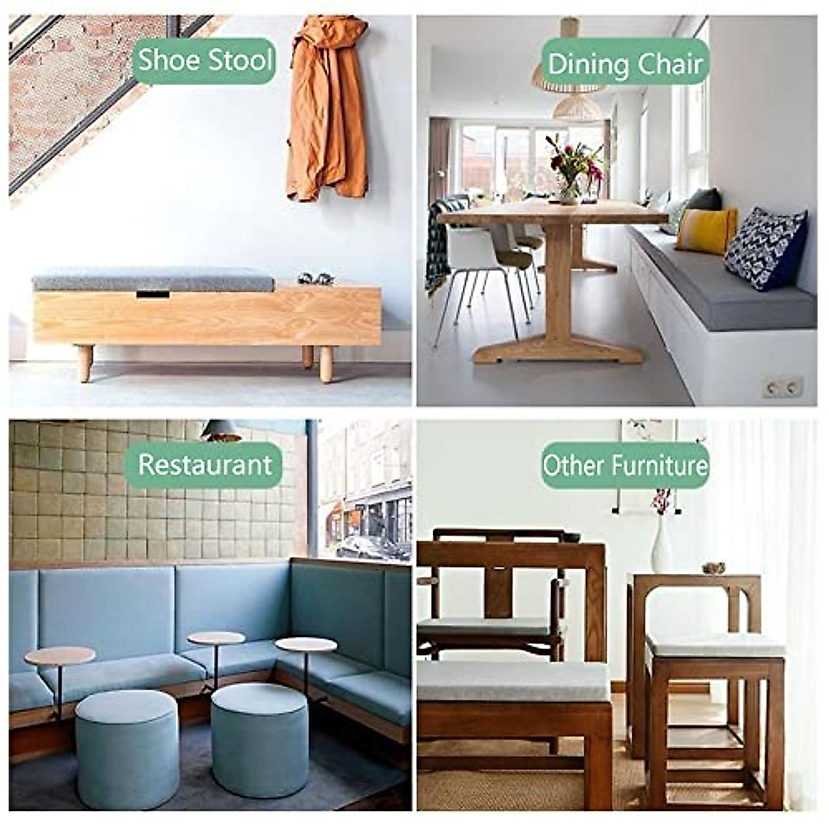 FAJIAYI 5cm Thick Bench Cushion for Indoor Outdoor Furniture 2 3 Seats Long Garden Chair Cushion Patio Bench Swing Cushion Mat for Wooden Bench Cushion, 60x30x5cm, Gray-2