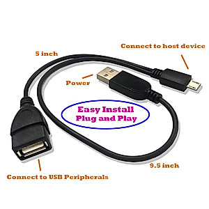 AuviPal 2-in-1 Micro USB to USB OTG Adapter (OTG Cable + TV's USB Power Cable) for Fire Stick, Playstation Classic and More - 2 Pack