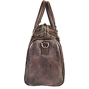 DIOPHY Genuine Leather Laser Cut Tote Handbag 150246 Grey