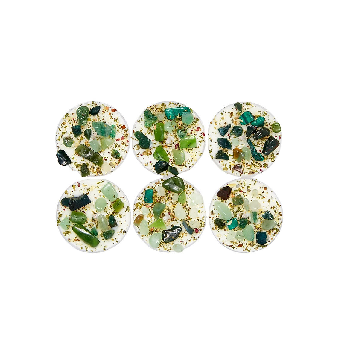 Heart Chakra Candle by New Moon Beginnings - Chakra Candles - Dried Flower, Herb, & Crystal Candles - Aromatherapy Candles - Soy Candle - Set of 6 Tealights