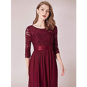 Ever-Pretty Women Lace Elegant 3/4 Sleeve Summer Maxi Evening Gown Burgundy US12