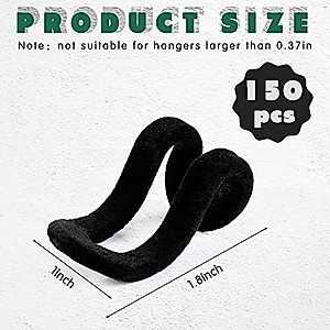 150 Pcs Velvet Clothes Hanger Connector Hooks, Hanger Extender Clips, Space Saving Cascading Hanger Hooks for Organizer Closet, Black