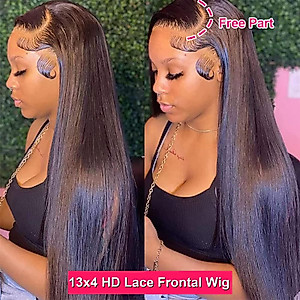 Queen Story 26 Inch Lace Front Wigs Human Hair 13x4 Straight Human Hair Lace Front Wigs For Black Women 180% Density Transparent HD Lace Front Wigs Human Hair Pre Plucked With Baby Hair