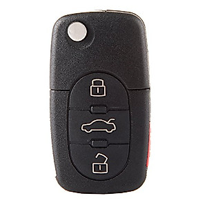 ROADFAR 4 Buttons Keyless Entry Remote Flip Key Fob Shell CASE Uncut Replacement fit for Audi A6 2002-2011 2007-2012 for Audi A4 for Audi A4 Quattro 2006-2012 Pack of 1 4D0837231P-1