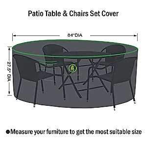 F&J Outdoors Outdoor Patio Furniture Covers, Waterproof UV Resistant Anti-Fading Cover for Large Round Table Chairs Set, Grey, 84 inch Diameter