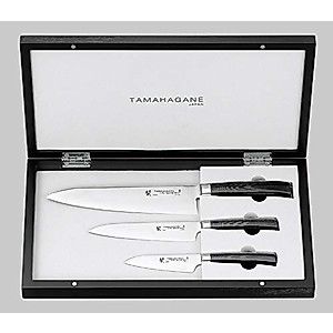 Tamahagane Tsubame Mikarta Stainless Steel 3-Pc Knife Set in wooden case