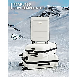 LUGGEX White Luggage Sets 3 Piece - Expandable Carry on Luggage Set with Spinner Wheels - Lightweight Versatile Shopping and Sightseeing.(White Suitcase)