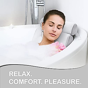 PEULEX Comfort Bath Pillow for Tub, Bath Pillow for Neck Back Support with Strong Suction Cups & Hook, Soft Bath Pillow for Luxury Bath, Hot Tub Bathtub Pillow Made with Soft Mesh, Great Gift for Wife