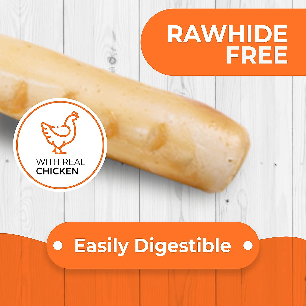 Canine Naturals Chicken Recipe Chew - Rawhide Free Dog Treats - Made from USA Raised Chicken - All-Natural and Easily Digestible - XL (2 Count) for Dogs 75lb+