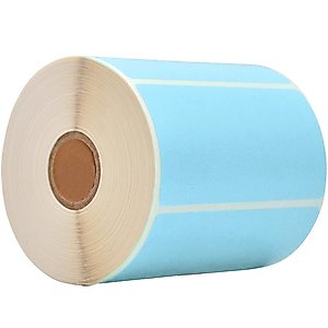 WOD Baby Blue Direct Thermal Label Rolls - 4 x 2 inch, 500 Nametag Stickers per Roll, Permanent Adhesive for Color Coding, Labeling, Inventory Management at Home, Business, and Classroom.