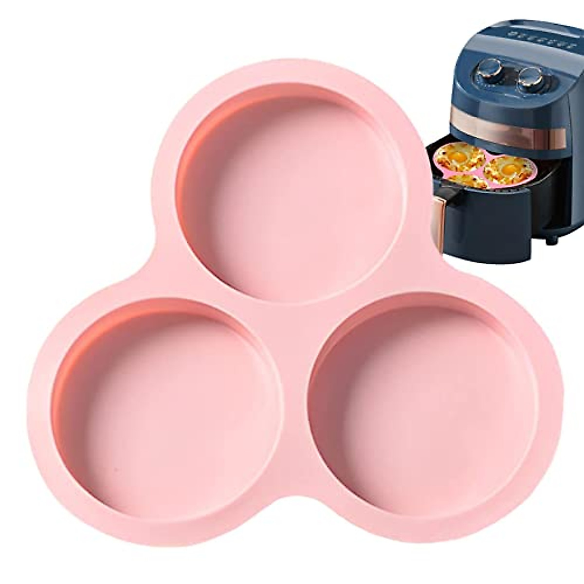 Forsaken Air Fryer Egg Mould Air Fryer Egg Pan 3 Cavity Silicone Poached Egg Moulds for Air Fryer Round Muffin Tray Muffin Moulds Air Fryer Muffin Pan Non Stick Easy to Clean Multifunctional