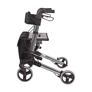 HealthSmart Walker Rollator with Seat and Backrest, Adjustable Handle Height, FSA HSA Eligible, Removable Storage Bag and a Durable Lightweight Frame That Folds While Supporting up to 300 pounds