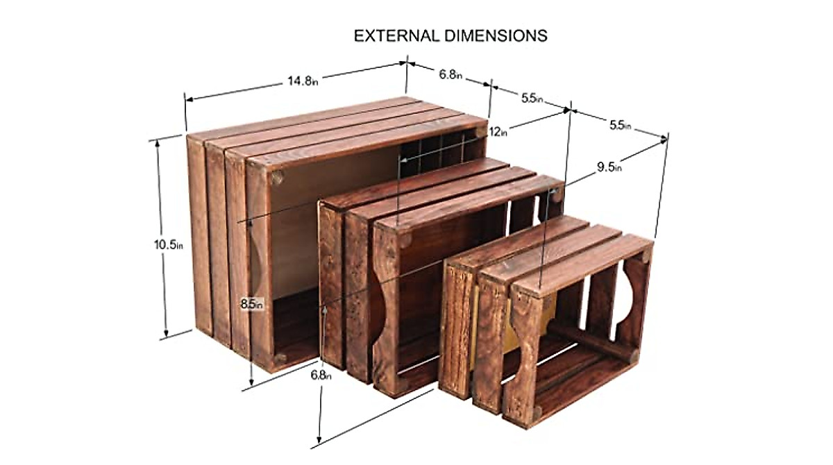 Rustic Wood Crate Set - Farmhouse Decor & Storage