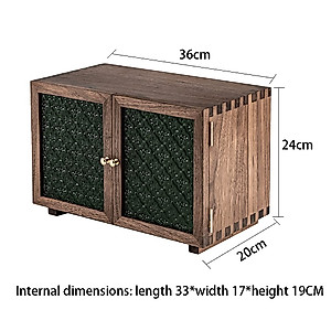 ZYR Cupboard,Retro Small Cabinet with Green Embossed Glass Sideboard Home Wooden Decorative Cabinet Kitchen Bathroom Countertop Cabinet Double Door Pantry Storage