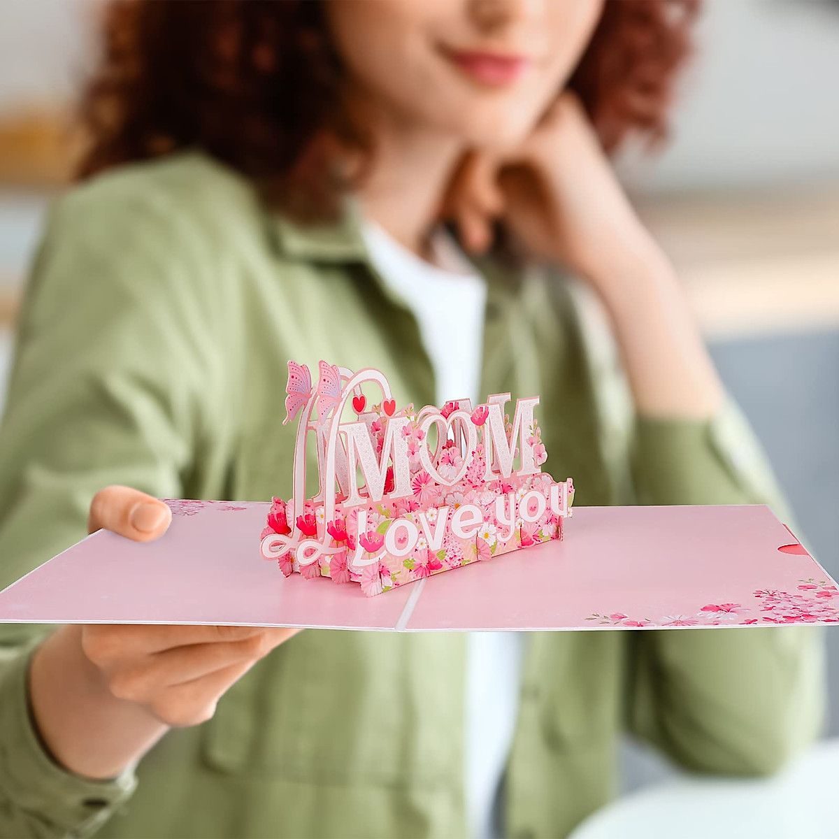 Konsait Pop Up Birthday Card for Mom, Mom Love You 3D Mom Birthday Card with Envelop and Note Card, Pop Up Birthday Card for Mom, Wife,Mother-In-Law, Mom Birthday Gift Choice