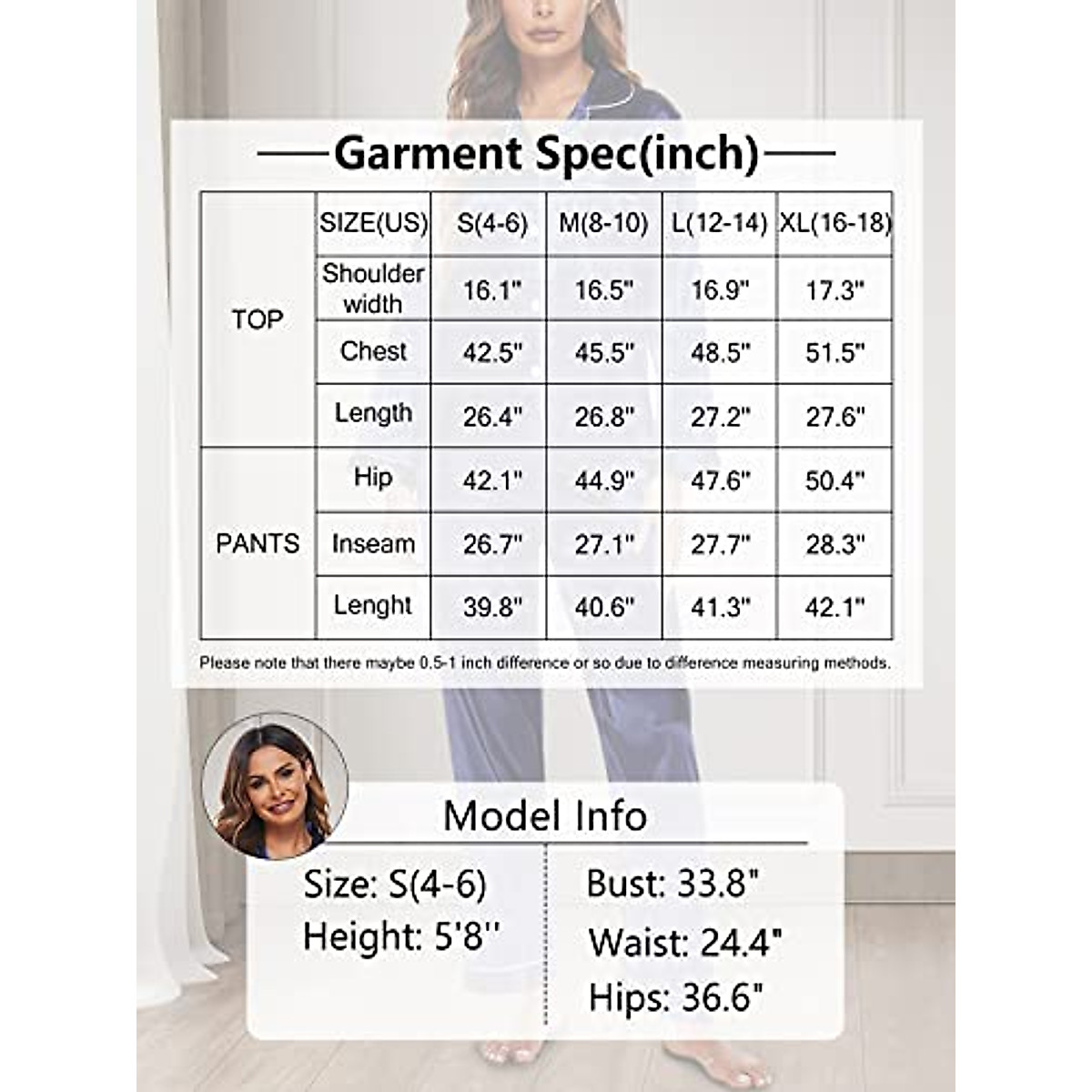 IFFEI 2 Pieces Silk Satin Womens Pajamas Set Button-Down Long Sleeve Girls Pajamas M Champagne