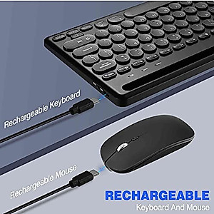 UrbanX Compact Rechargeable Wireless Multi-Device Bluetooth Keyboard and Mouse Combo with Bracket for Microsoft Surface Duo 2 Supports Windows, macOS, Android, PC, Mac, Laptop, Smartphone, Tablet