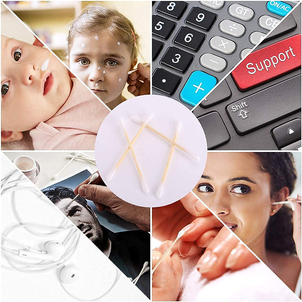 SUNLENO Double-headed Clean Cotton swabs Soft and safe Large Water absorption (500 sticks)