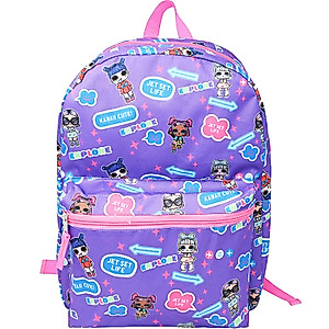 LOL Surprise Backpack for Girls Set - 16” LOL Surprise Backpack for School Bundle with Water Bottle, Stickers, More (LOL Surprise School Backpack)