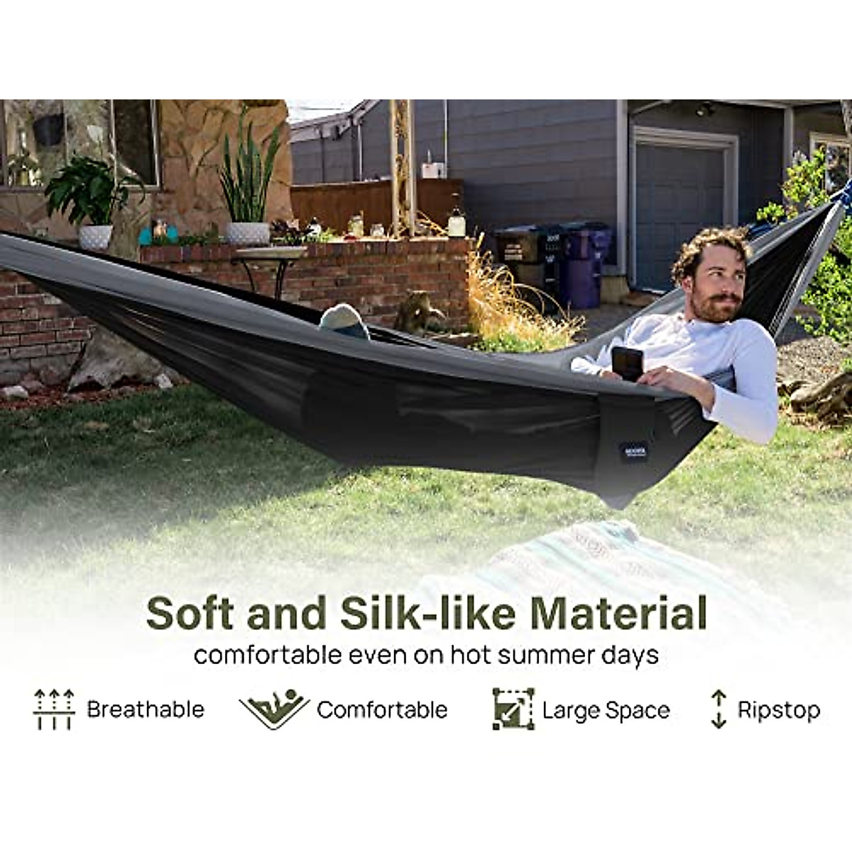 Kootek Camping Hammock Double Portable Hammocks Camping Accessories for Outdoor, Indoor, Backpacking, Travel, Beach, Backyard, Patio, Hiking