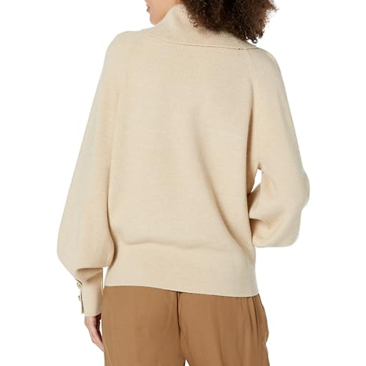 Karl Lagerfeld Paris Women's Long Sleeve Turtle Neck Sweater, Champagne Heather