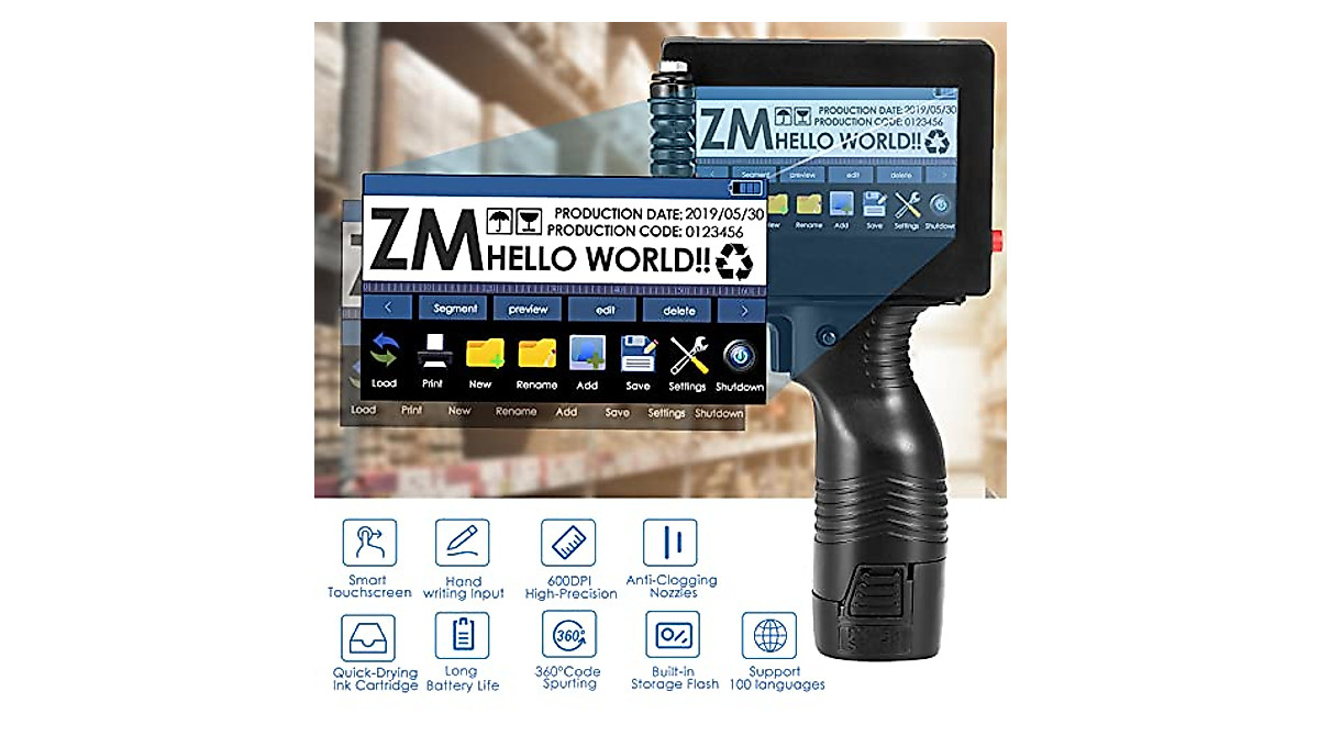 Portable Handheld Inkjet Printer with HD Touch Screen - Precise Printing