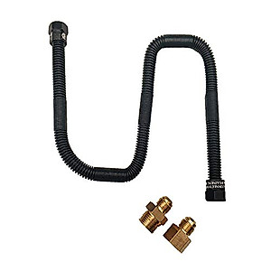 MENSI Non-Whistle 304 Stainless Steel Flexible Flex Gas Line for LPG and NG Fire Pit Hose Connection Kit in 24" Length