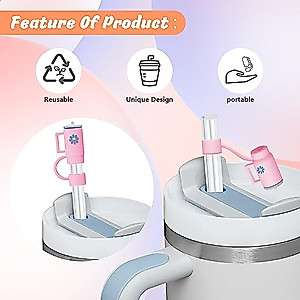 6Pcs Straw Cover Cap for Stanley Cup, Silicone Straw Topper fit stanley 30&40 oz tumbler,0.4in/10mm Stanley Straw Covers Protector for Stanley Cup Accessories,Cute Reusable Straw Tips Lids for Tumbler