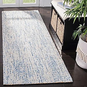 SAFAVIEH Abstract Collection Area Rug - 9' x 12', Dark Blue & Rust, Handmade Wool, Ideal for High Traffic Areas in Living Room, Bedroom (ABT468C)
