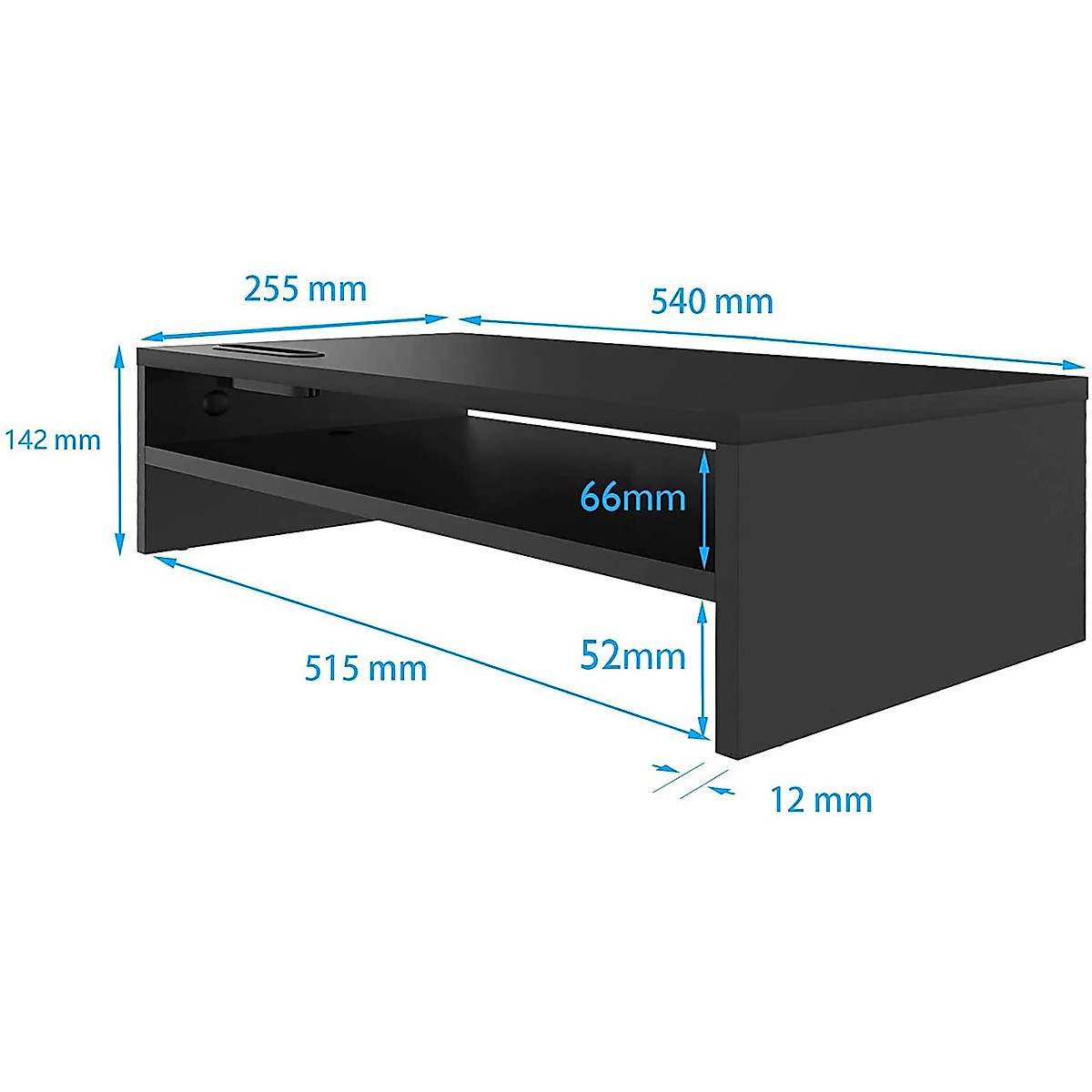 BONTEC Wood Monitor Stand Riser, 2 Tiers with Storage Organizer, Desktop Ergonomic Cellphone Holder and Cable Management, 21.3 Inch Shelf, Black