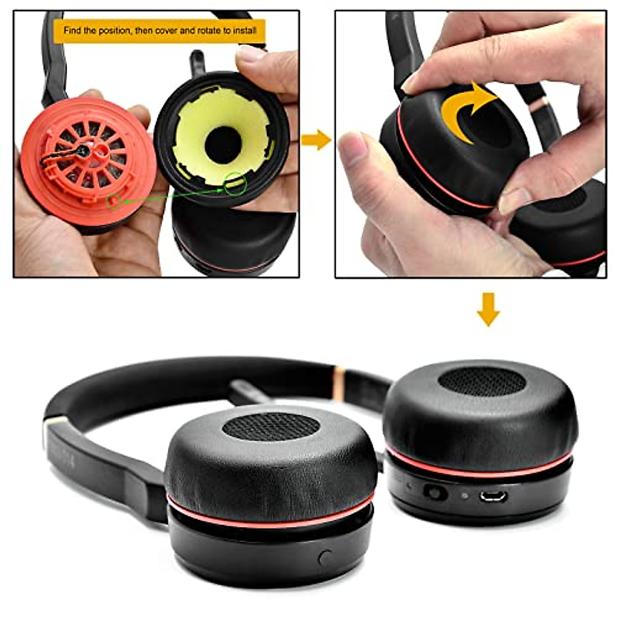 Evolve 75 Ear Pads - defean Replacement Ear Cushion Compatible with Jabra Evolve 75 75+ 75 UC / 75 MS Headphone/Earpads Contain Plastic Clips,(Ear Pads not fit Jabra Evolve2 75 PC Wireless Headset)
