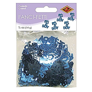 Beistle It’s A Boy Baby Shower Confetti Sprinkles For Gender Reveal Party – 0.5 Ounces Of Metallic Plastic Table Scatter Decor