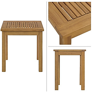 Okemo Set of 2 Outdoor Tables - Weather-Resistant Acacia Wood Side Table Set - Furniture for Patio, Porch, Deck, or Poolside