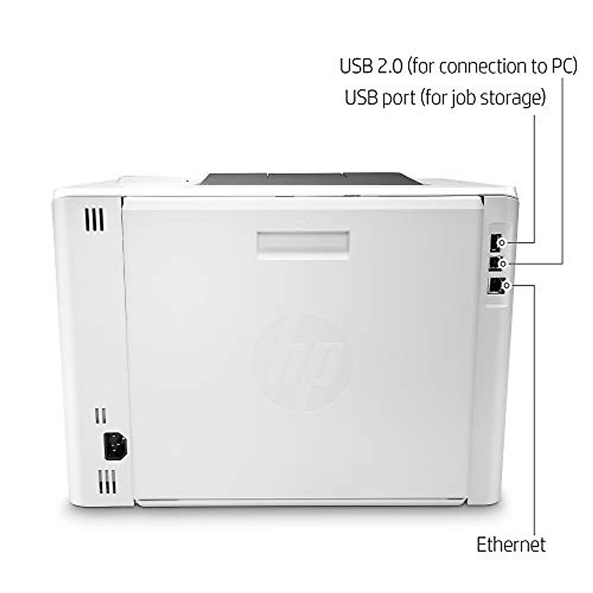 HP Color Laserjet Pro M454dn Print only Wired Laser Printer, 2-line Backlit LCD Display, 28 ppm, Auto Duplex Printing, 600 x 600 dpi, 8.5 x 14, USB 2.0, Ethernet, White, Cbmou Printer Cable