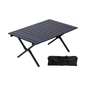 OXOAMP Folding Table Outdoor Folding Table Portable Egg Roll Table Picnic Camping Table Car Mounted Rent House Picnic Table Complimentary Storage Bag Convenient Durable (Color : 90x60 Black)