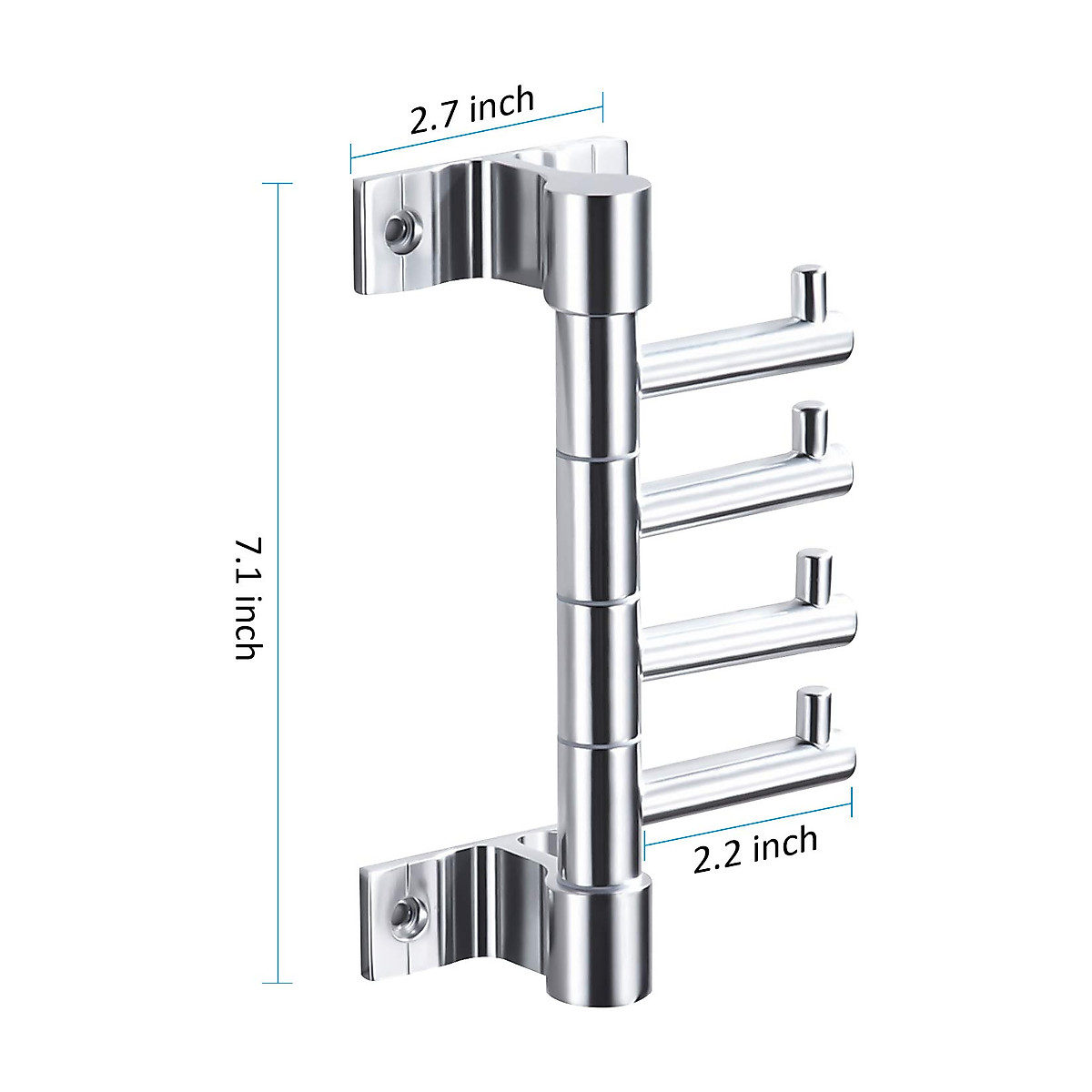 BAMTALK Swivel Towel Hooks Wall Coat Rack with 4 Swivel Arms, Towel Hooks for Bathrooms,Heavy Duty Wall Clothes Hooks, Swivel Coat Rack Hat Rack Wall Mount, Key Holder Hanger